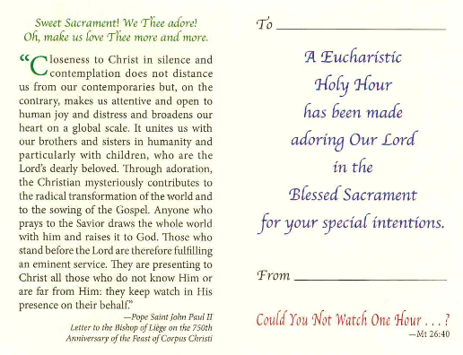 A Spiritual Offering for You: Holy Hour Prayer Leaflet – IRL Catalog